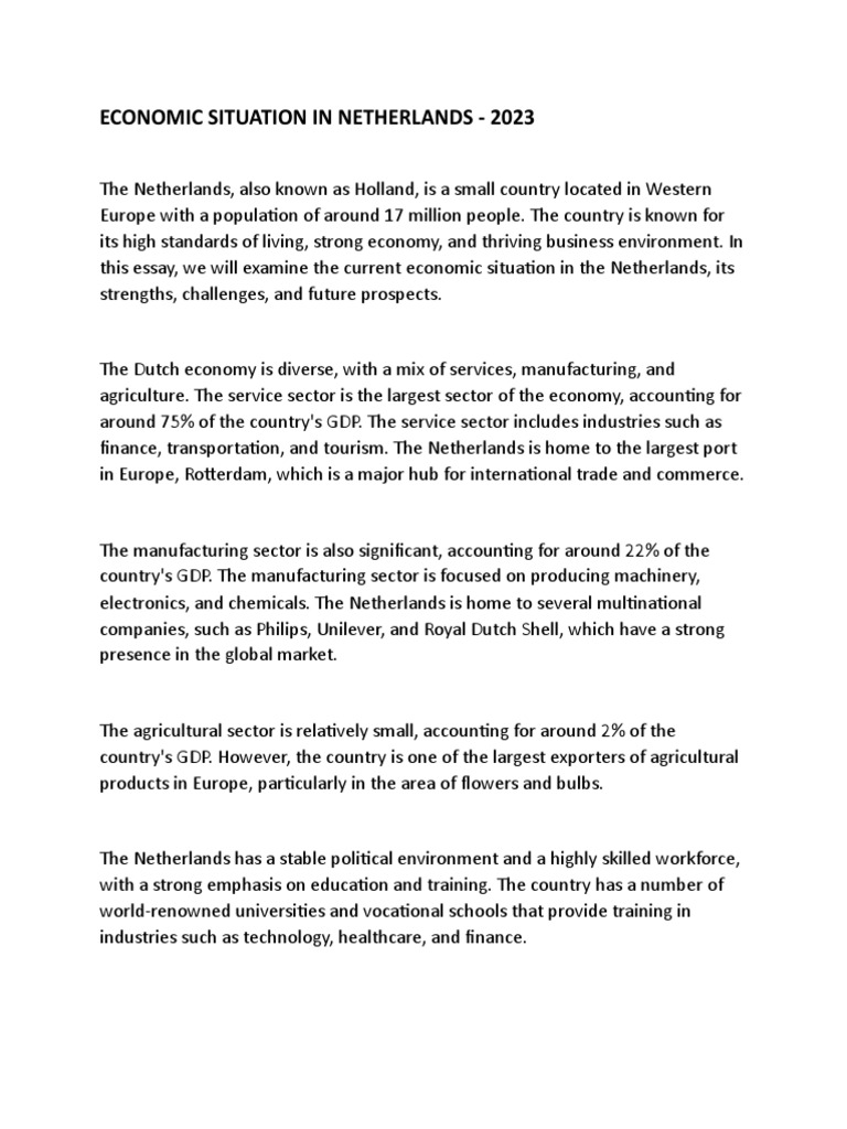 Economic Situation in Netherlands | PDF | Cost Of Living | Netherlands