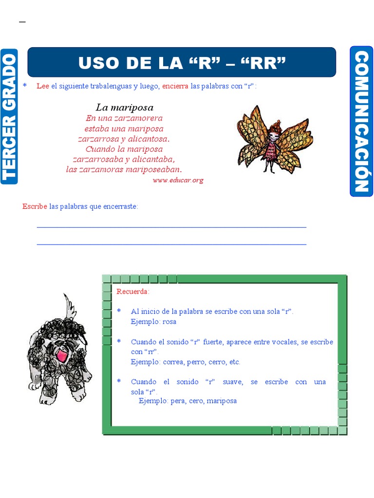 Palabras Con R y RR para Tercer Grado de Primaria | PDF