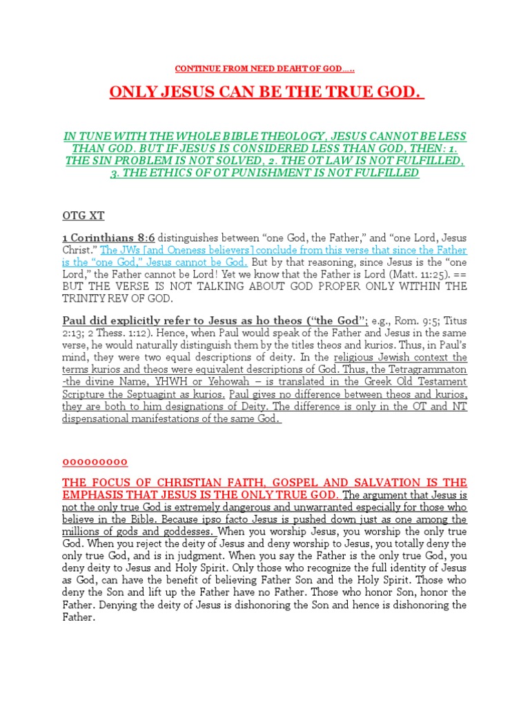 JESUS Is The Only True God | PDF | Jesus | Satan