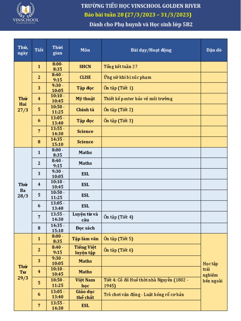 5B2 - Báo bài tuần 28 | PDF