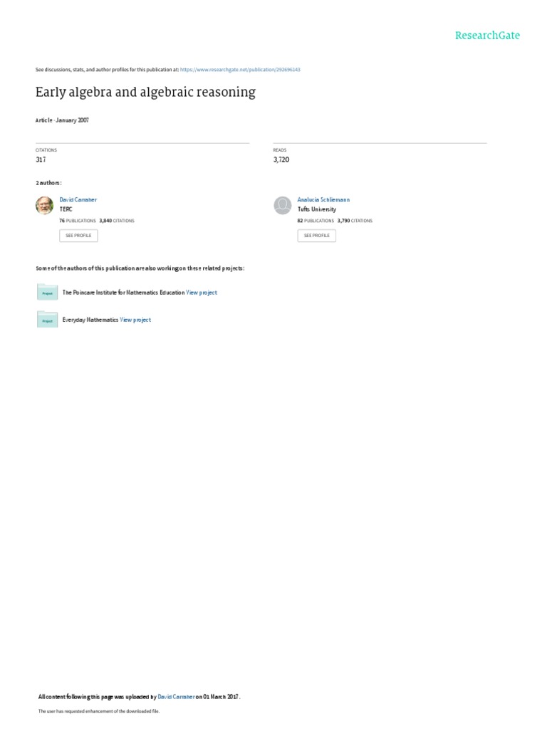 2007 Early Algebra and Algebraic Reasoning | PDF | Mathematics | Algebra