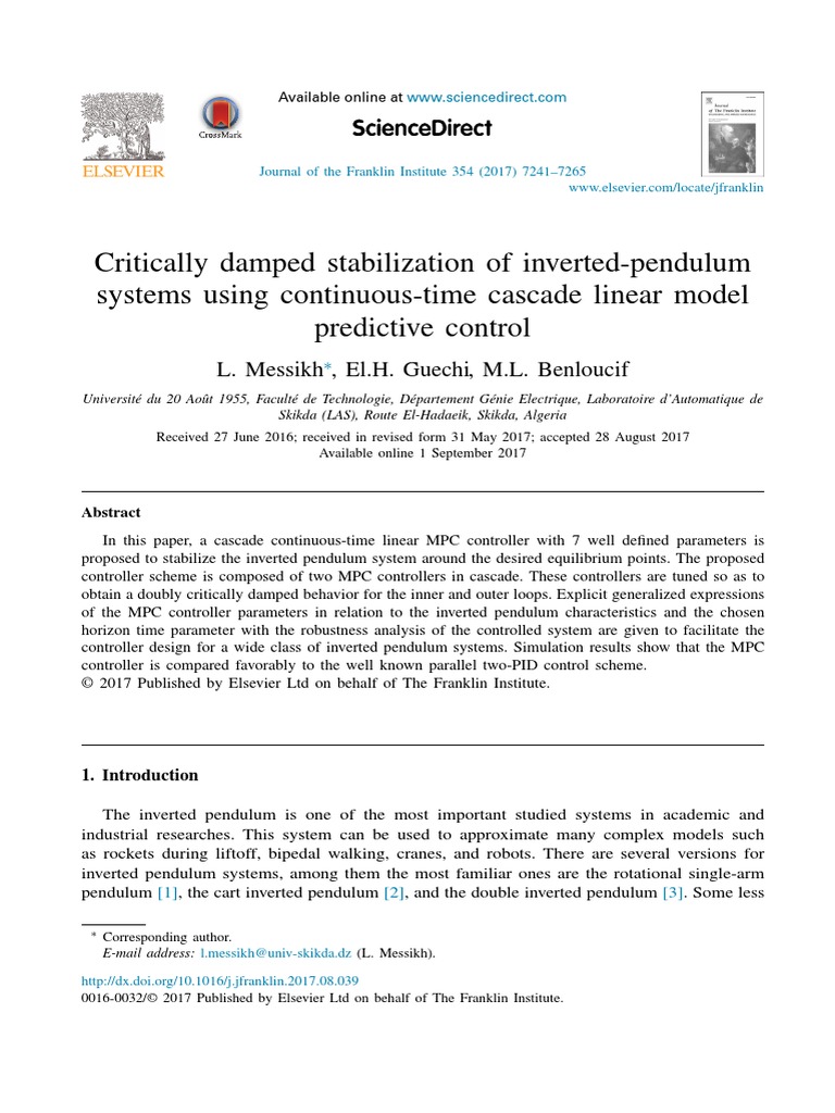 13 - Critically Damped Stabilization of Inverted-Pendulum Systems Using Continuous-Time Cascade ...