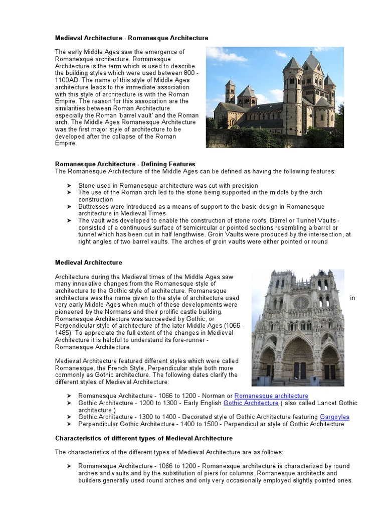 Medieval Architecture - Romanesque Architecture | PDF