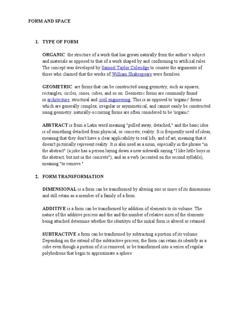 Form and Space | PDF