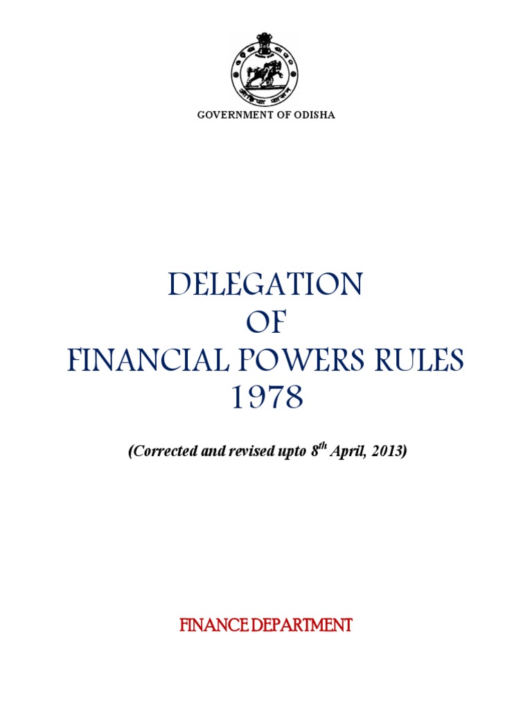 DFPR 1978: Delegation of Powers | PDF | Expense | Budget