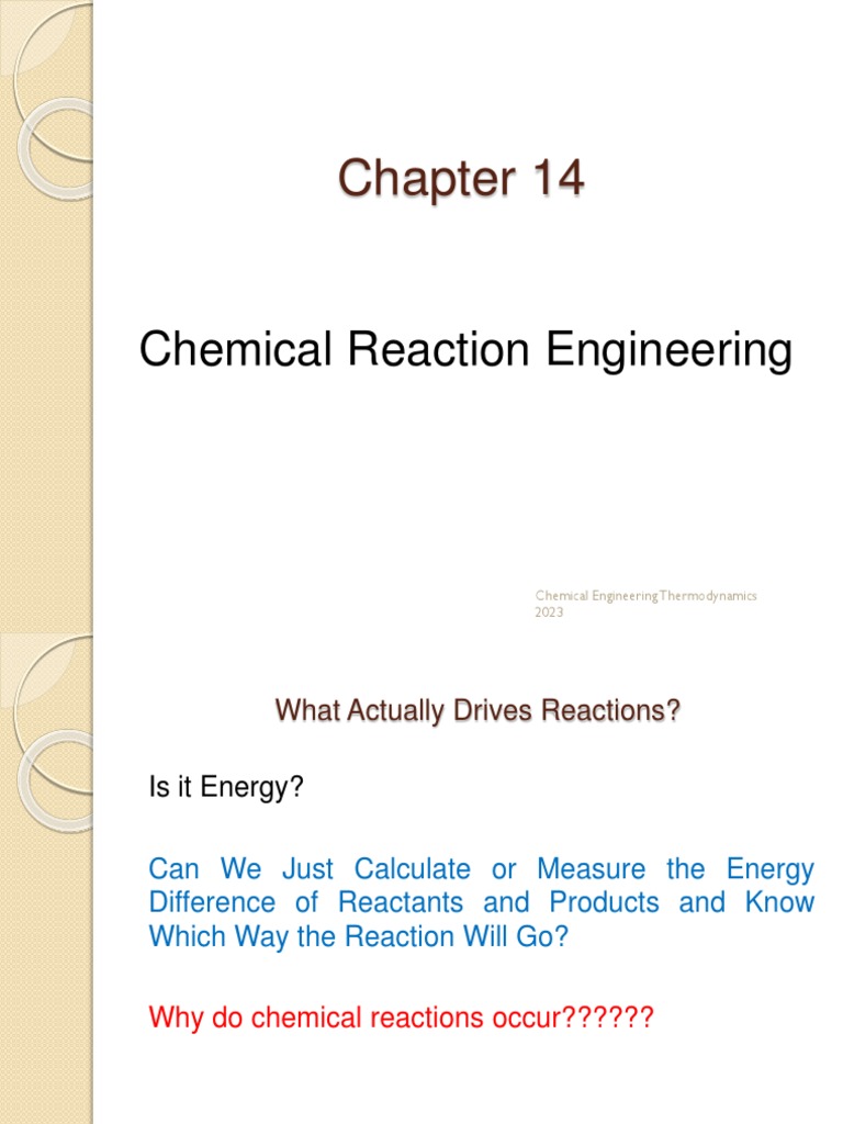 CH 14 - Chemical Reaction Engineering | PDF | Gibbs Free Energy | Entropy