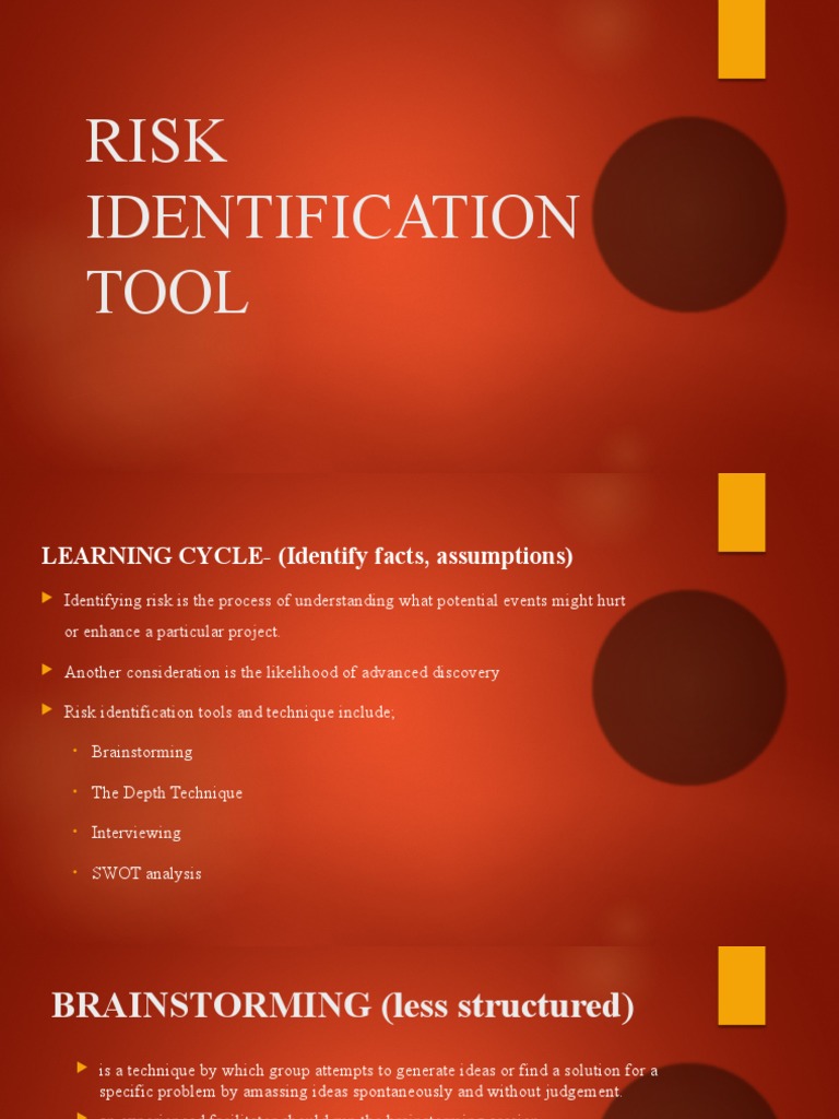 Risk Identification Tool | PDF | Brainstorming | Risk