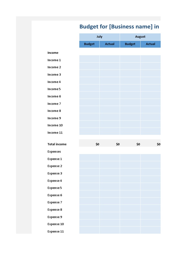 Business Budget Template Guide | PDF