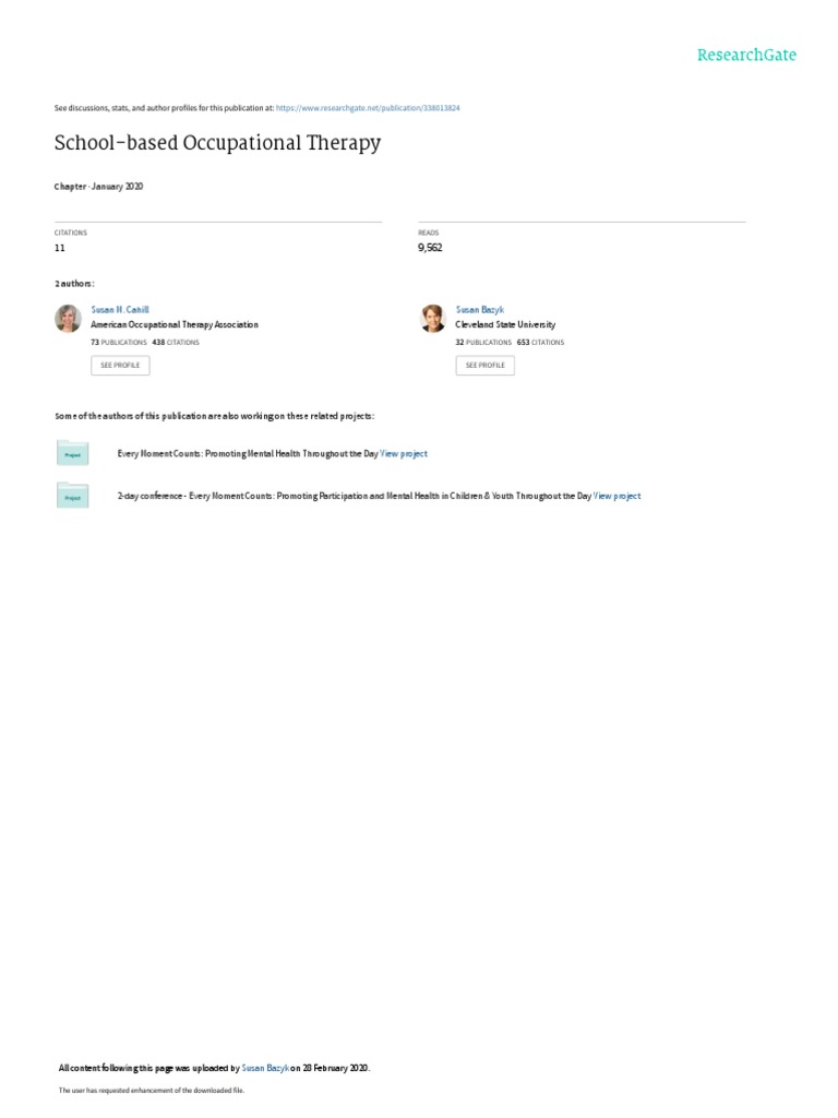 School-Based Occupational Therapy: January 2020 | PDF | Occupational ...