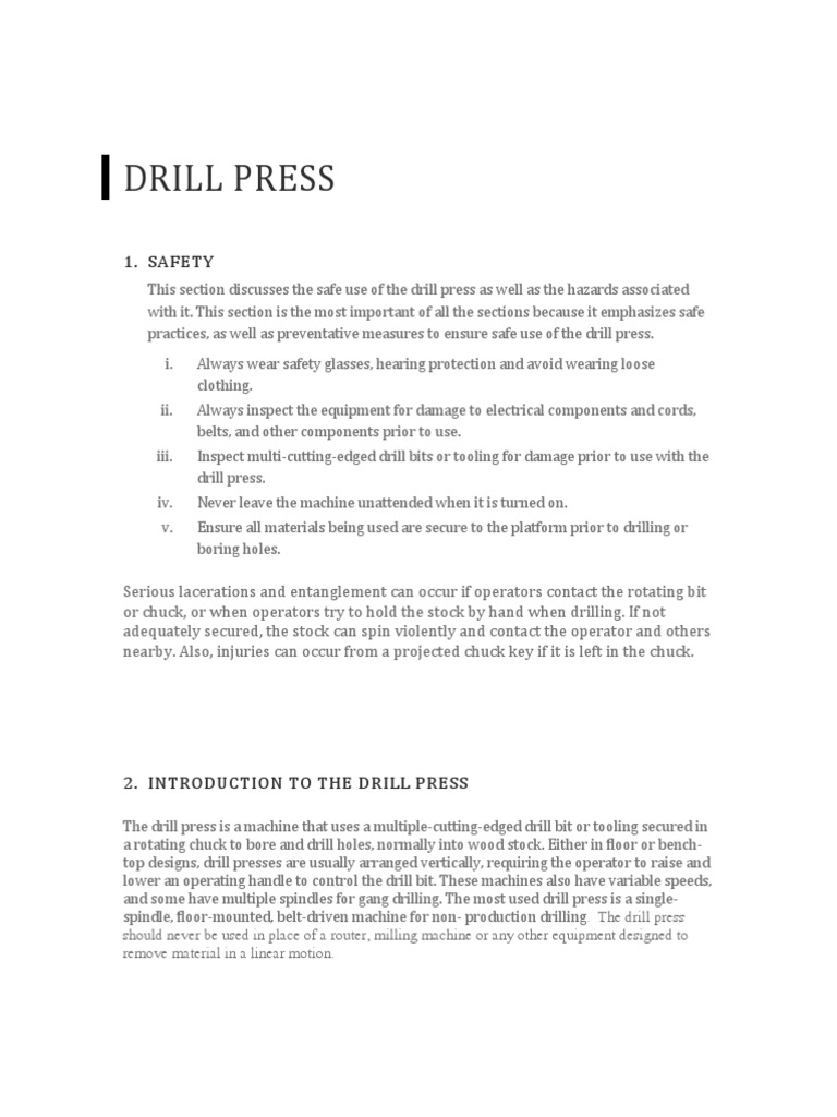 Drill Press Manual | PDF | Drill | Drilling