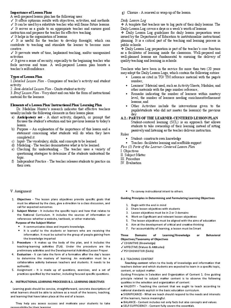 Importance of Lesson Plans | PDF | Career & Growth