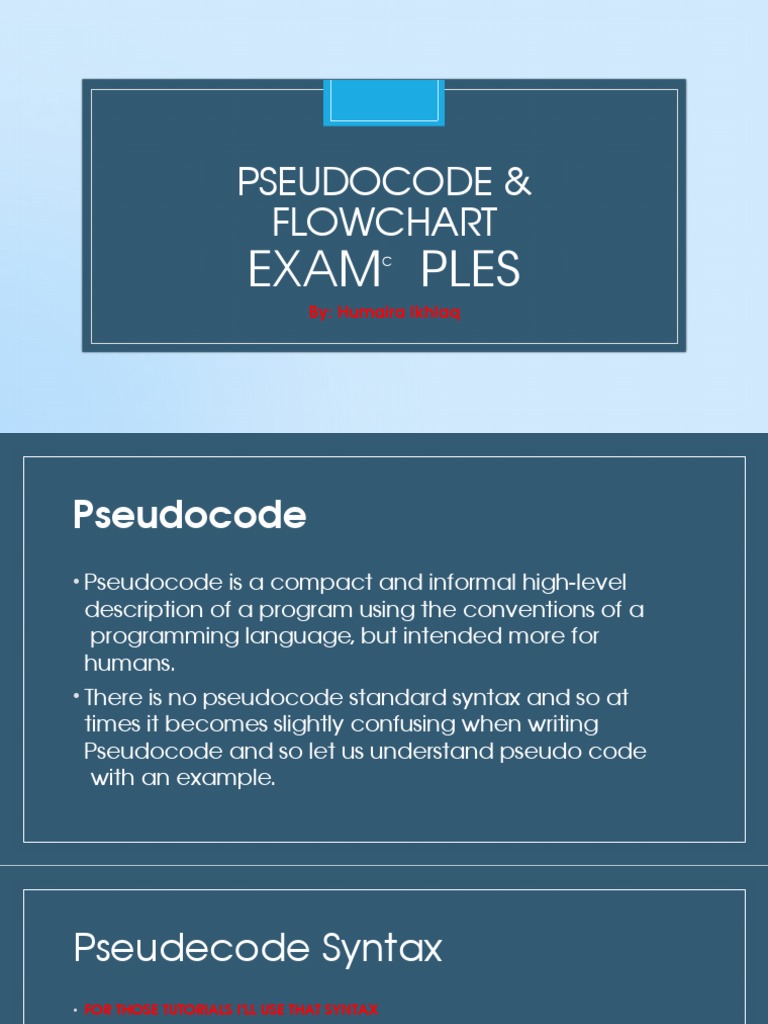 Lesson 1,2 Pseudocodeflowchartexamples-180402195549 | PDF