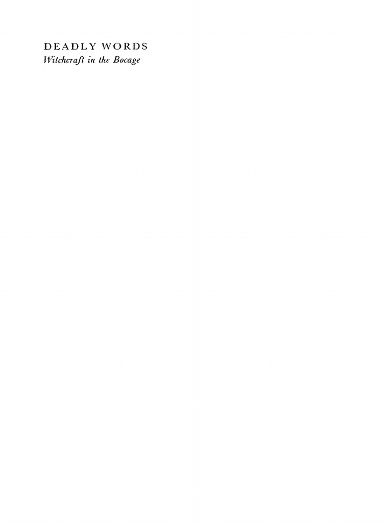 Witchcraft in The Bocage: Deadly Words | PDF