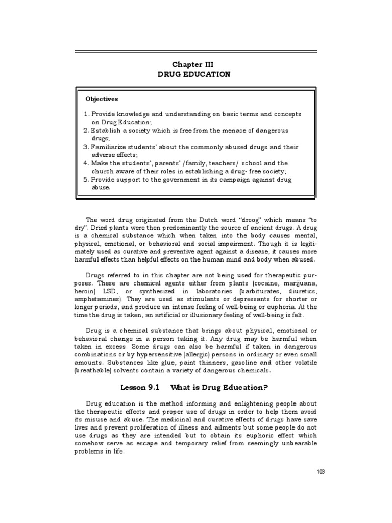 Chapter III Drug Education | PDF | Substance Abuse | Substance Dependence