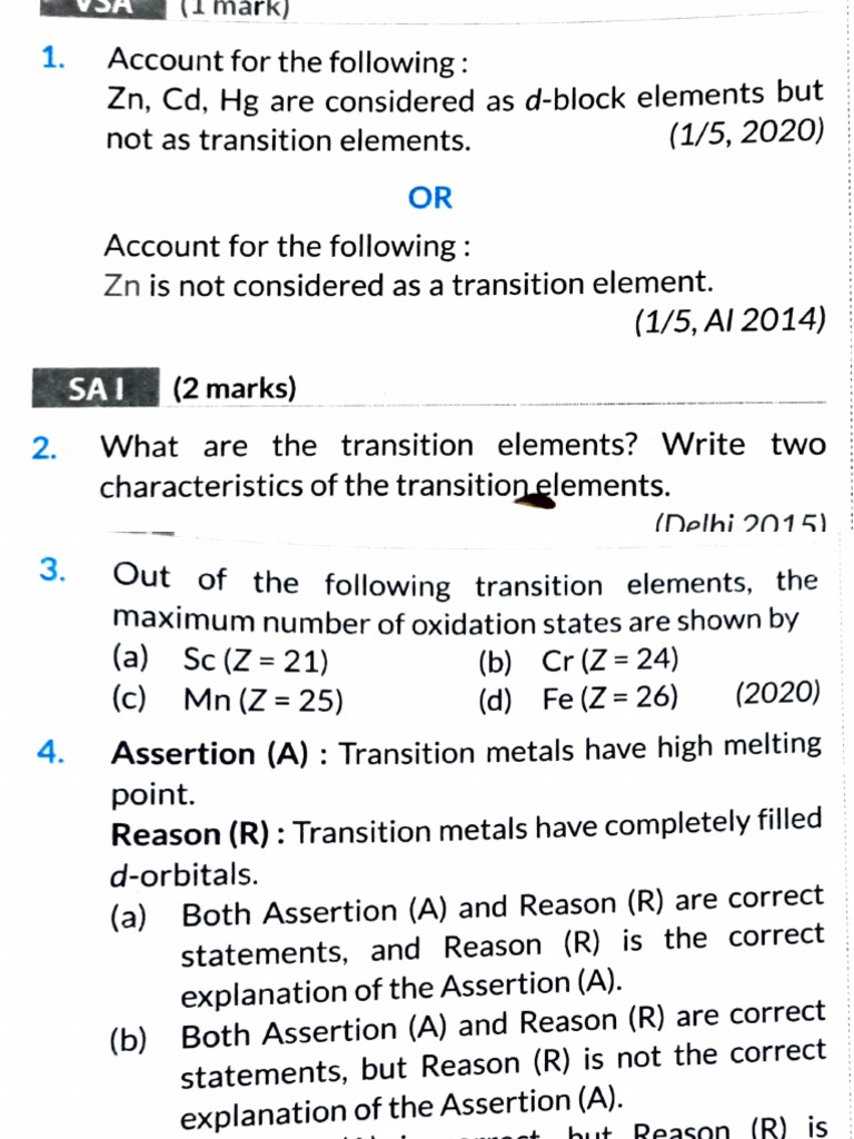 Pyq of D and F Block | PDF