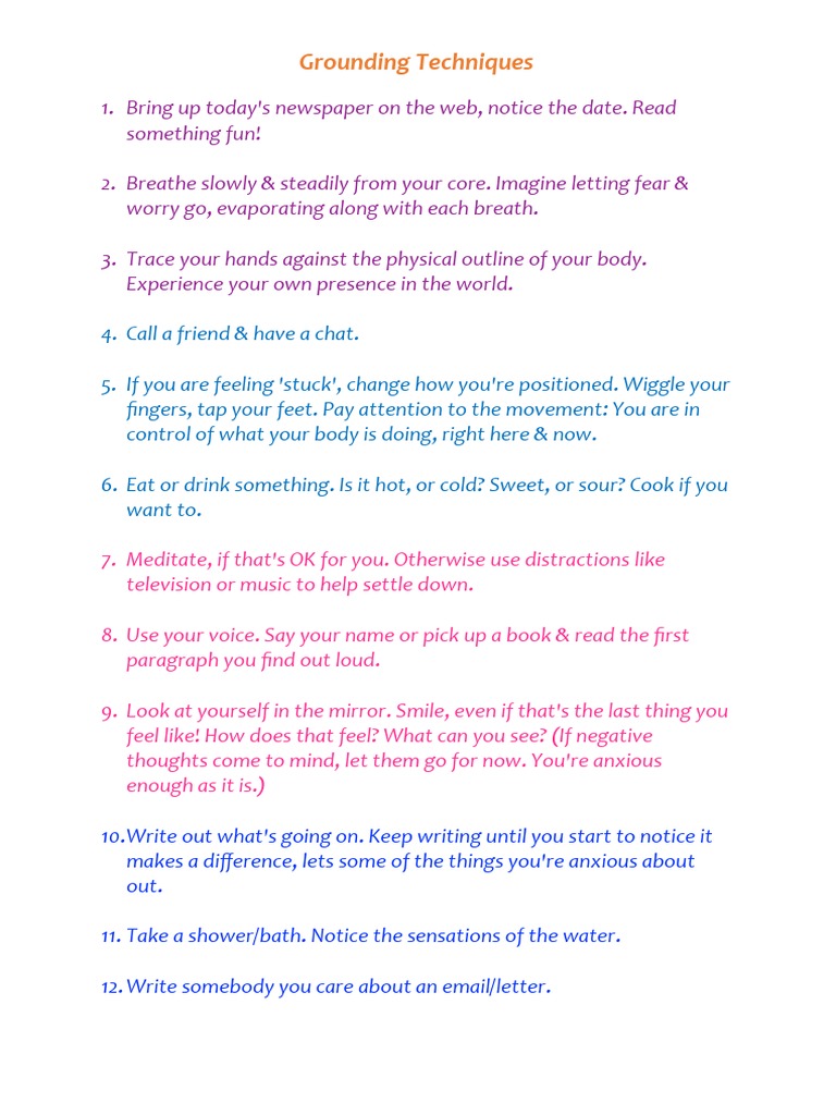 Grounding Techniques-1 | PDF | Anxiety | Psychology