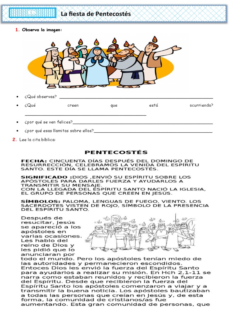 D2 A2 FICHA REL. La Fiesta de Pentecostés. | PDF