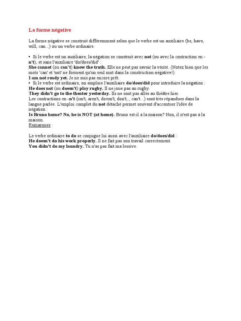 Construction de la forme négative | PDF | Arts du langage et discipline
