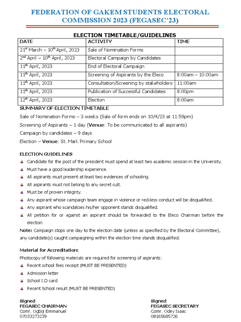 Election Guidelines | PDF