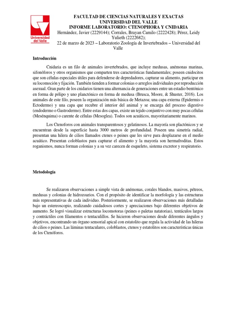 Ctenophora Cnidaria | PDF | Animales acuáticos | Organismos