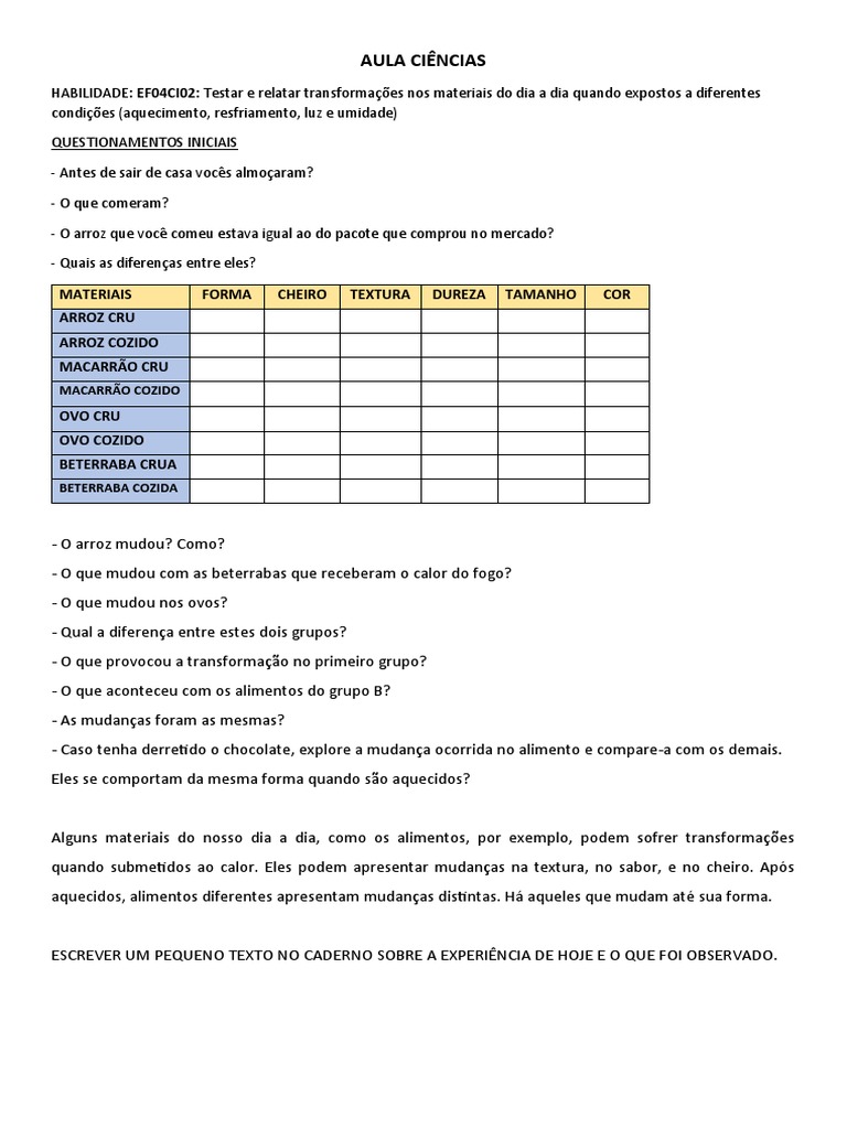 Aula Ciências | PDF