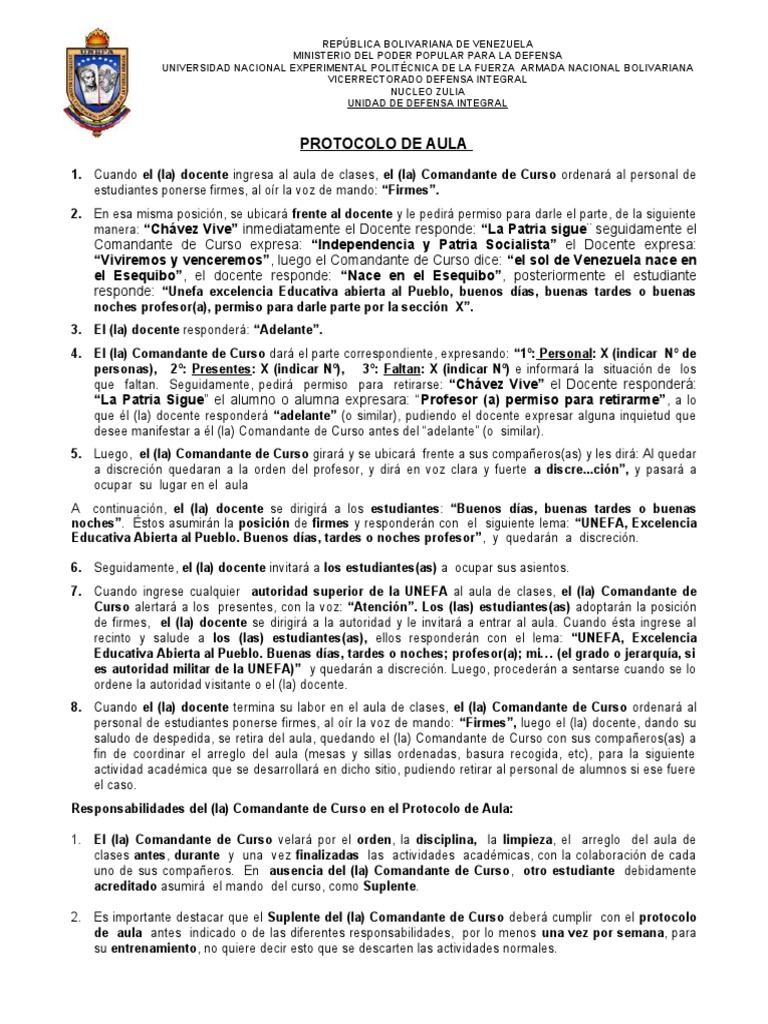 PROTOCOLO DE AULA - Docente Civil | PDF