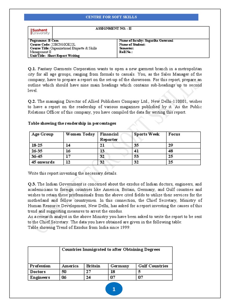 Assignment - Ii - Short Report Writing | PDF | Communication | Mass Media