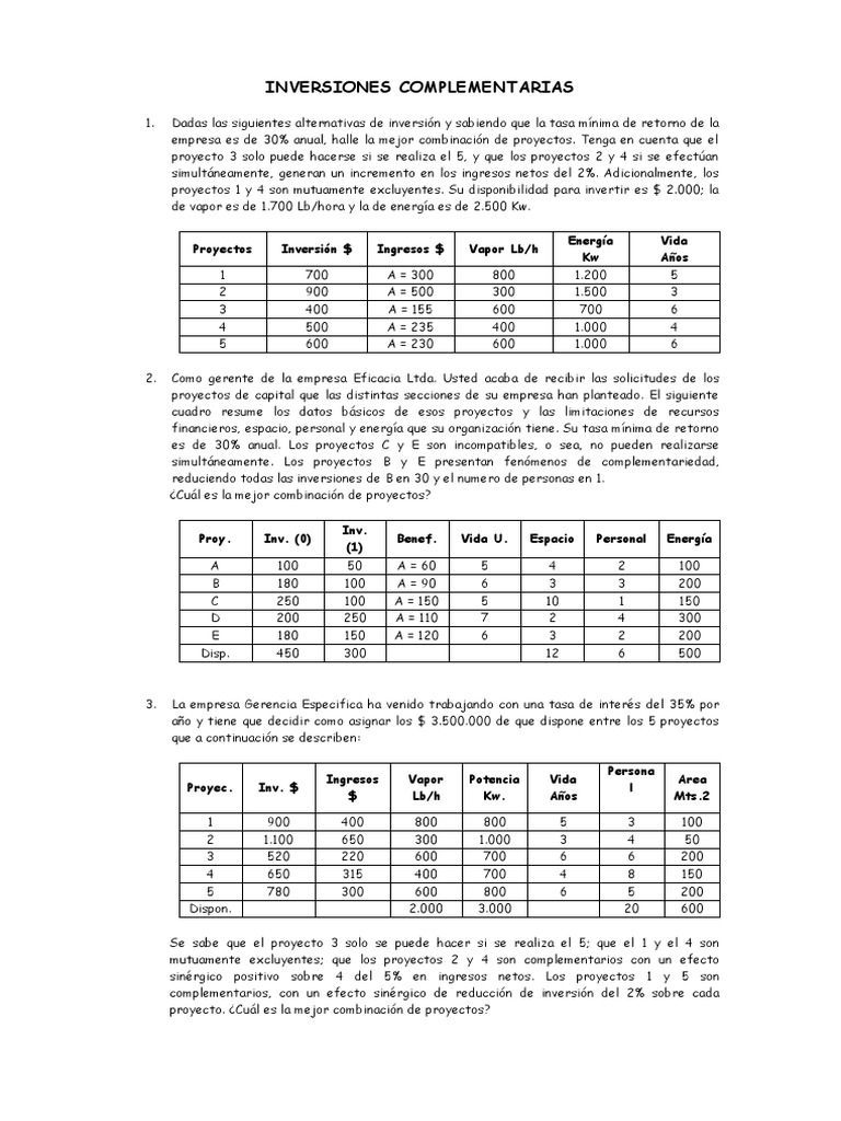 INVERSIONES COMPLEMENTARIAS | PDF | Economias