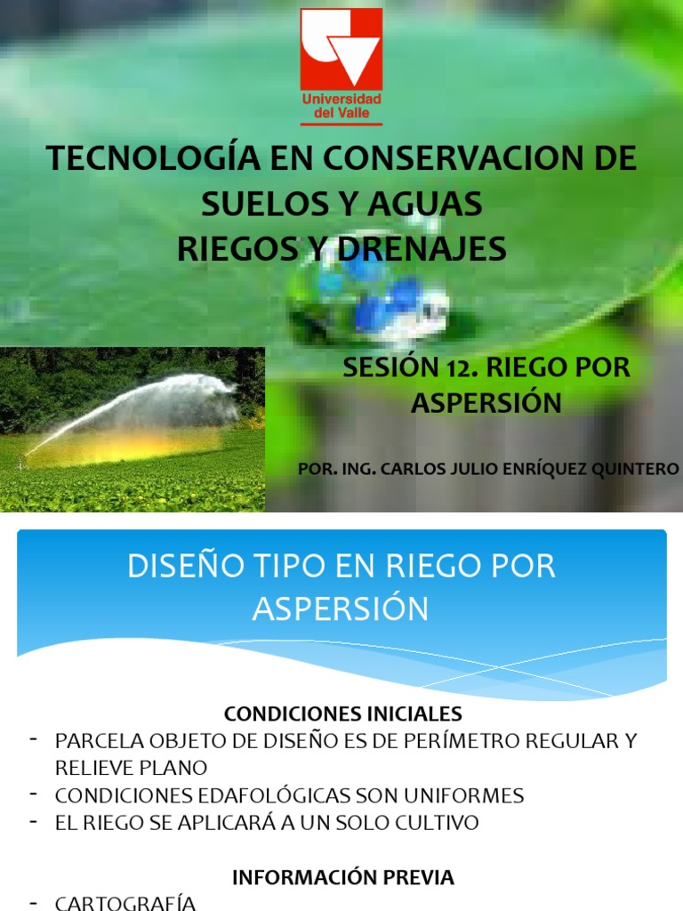Diseño de Riego por Aspersión | PDF | Riego | Evapotranspiración