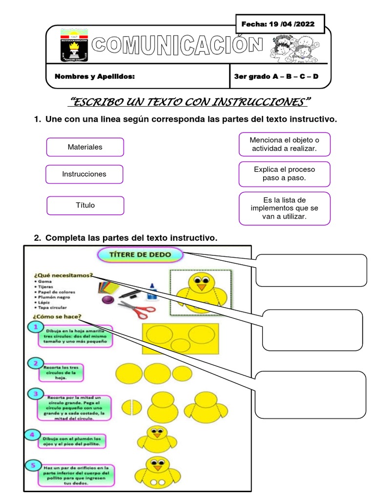 Comunicación Escribe Un Texto Instructivo - Martes 19 | PDF ...