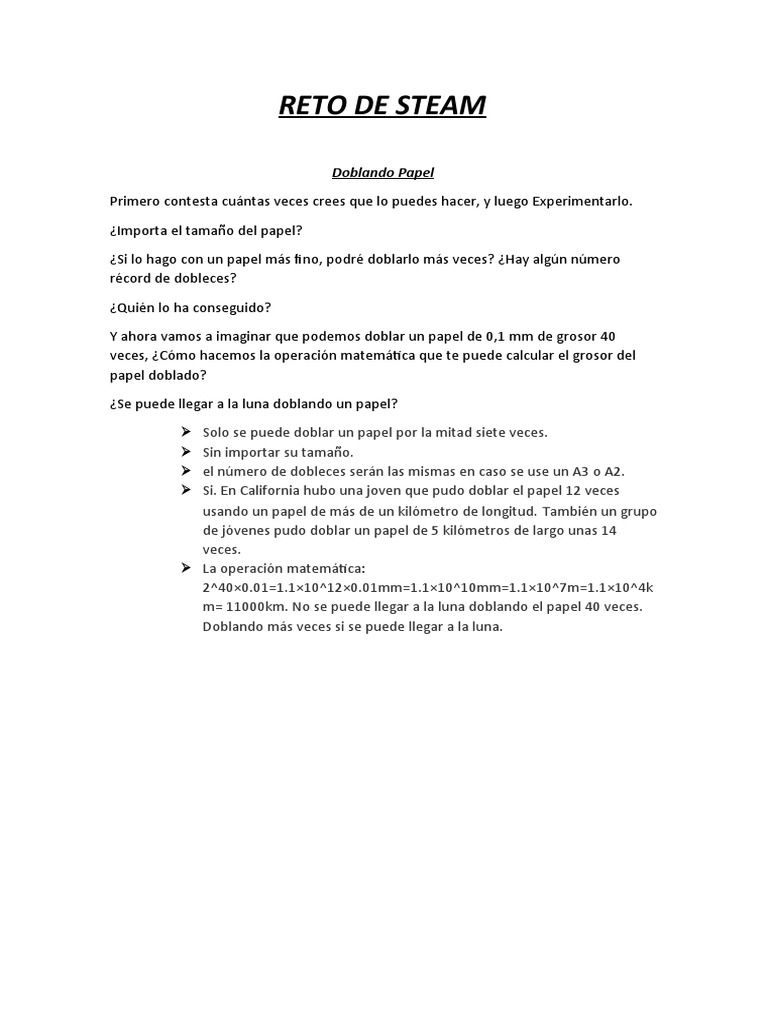 Reto de Steam: Doblando Papel | PDF
