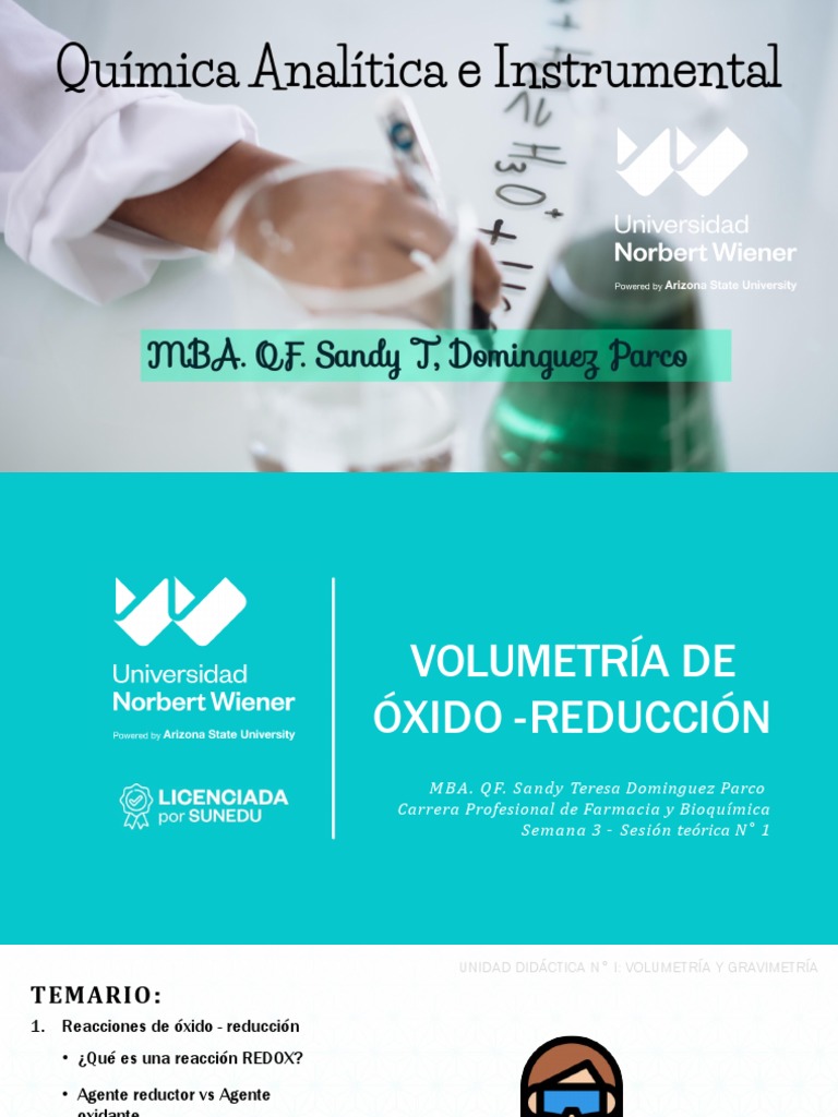 Teoría Semana 3.1 Volumetría de Óxido-Reducción | PDF | Redox | Valoración