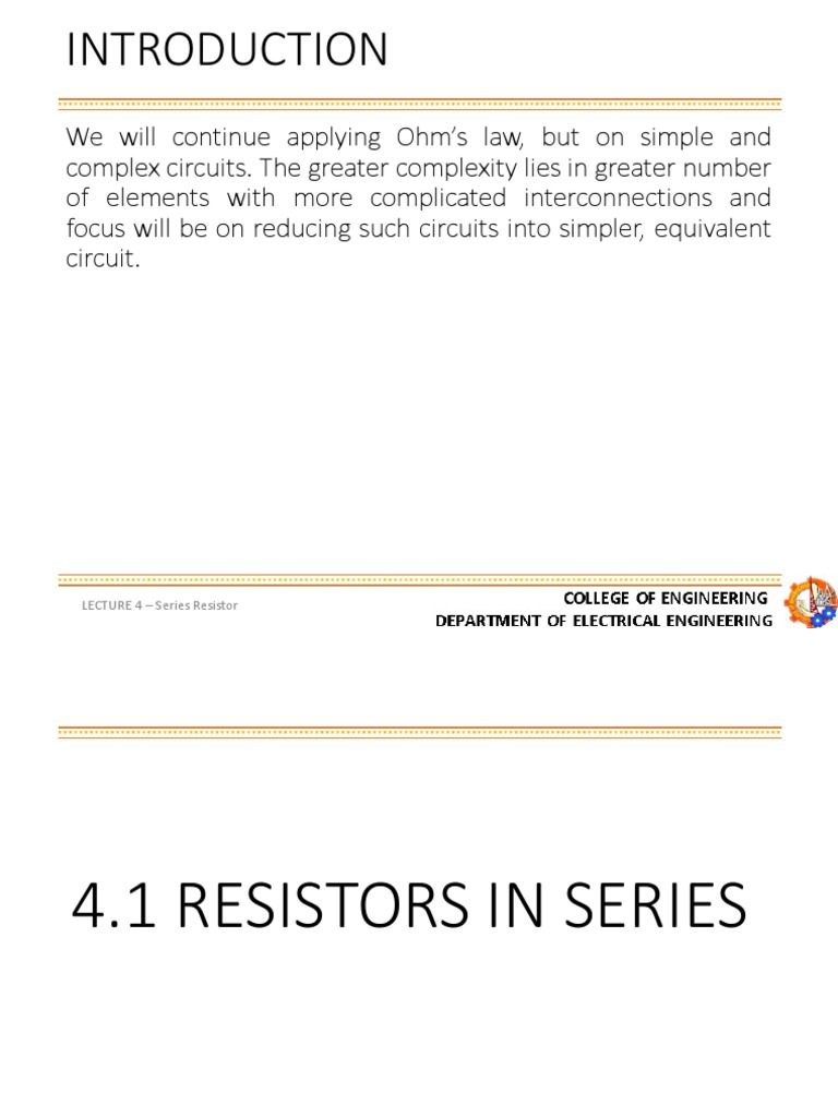 Lecture 4-Series Resistance | PDF | Electrical Resistance And Conductance | Resistor