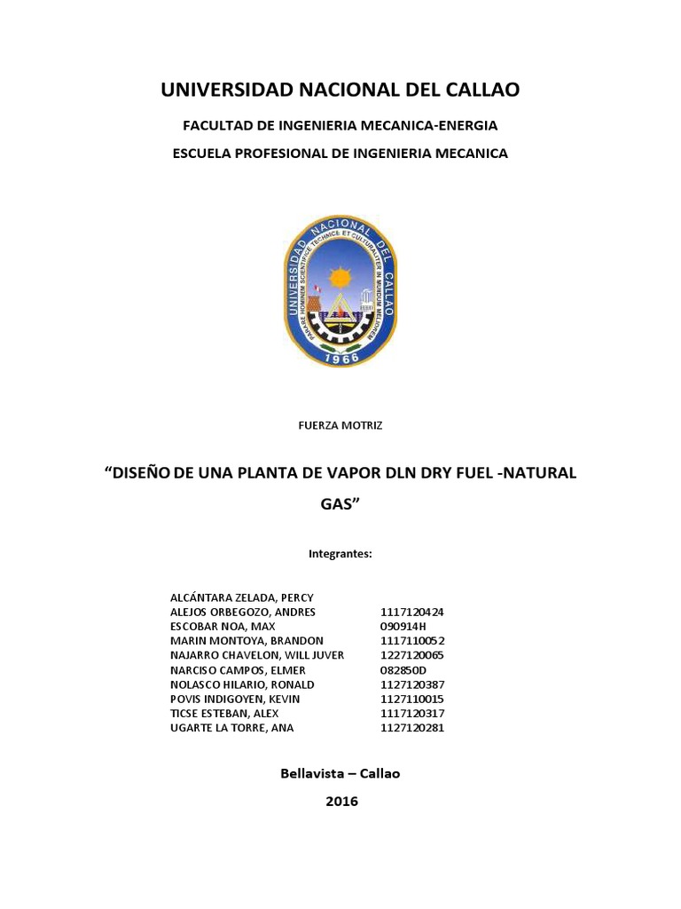 DISE+æO DE UNA PLANTA DE VAPOR DLN DRY FUEL -NATURAL GAS | PDF