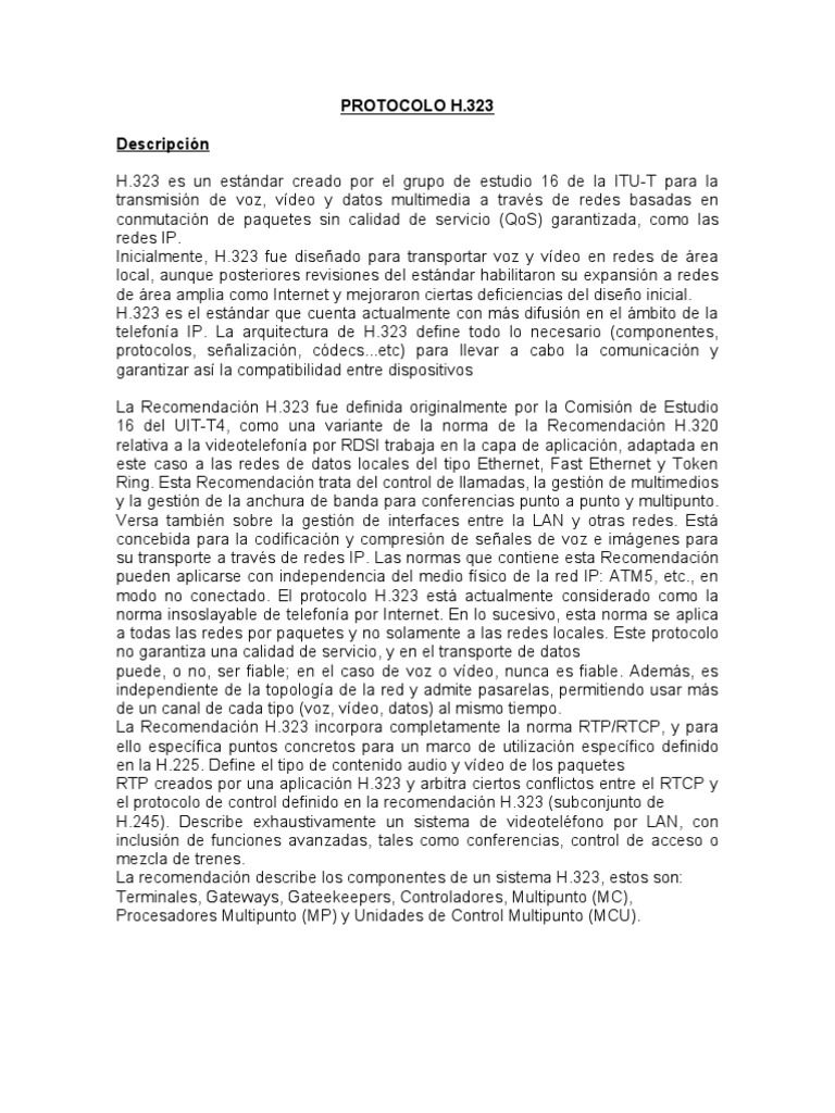 Protocolo h323 y Sip | PDF | protocolo de Iniciacion de Sesion | Voz sobre IP