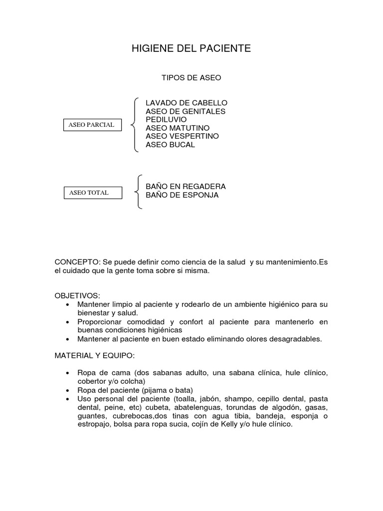 3.-Higiene Del Paciente | PDF | Lavado de manos | Higiene