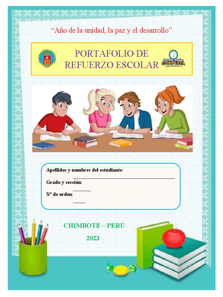 Portafolio de Refuerzo Escolar 2023 - Portada y Carátula | PDF
