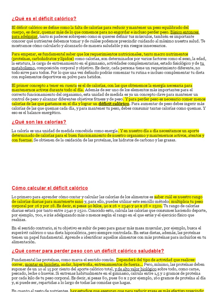 Dieta Déficit Calórico 1800 Menú Semanal | PDF
