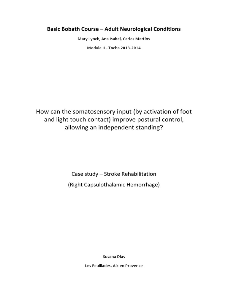 How Somatosensory Input Can Improve Postural Control | PDF | Balance (Ability) | Somatosensory ...