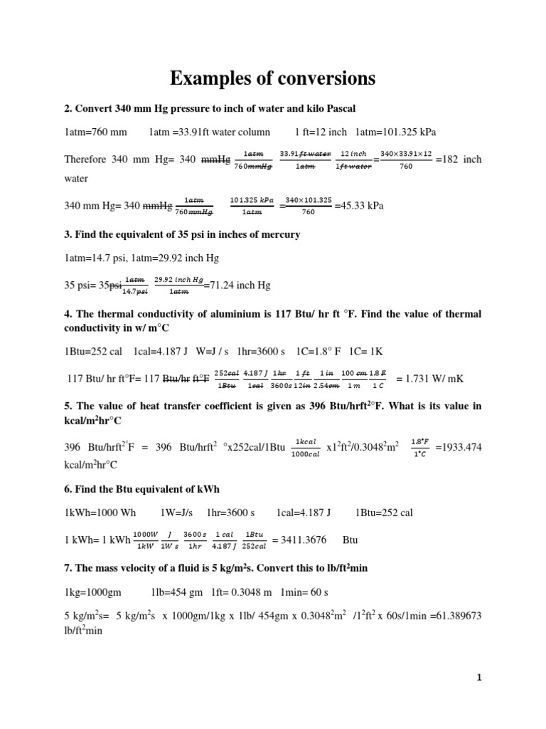 Conversions CPC | PDF | Heat Capacity | Pascal (Unit)