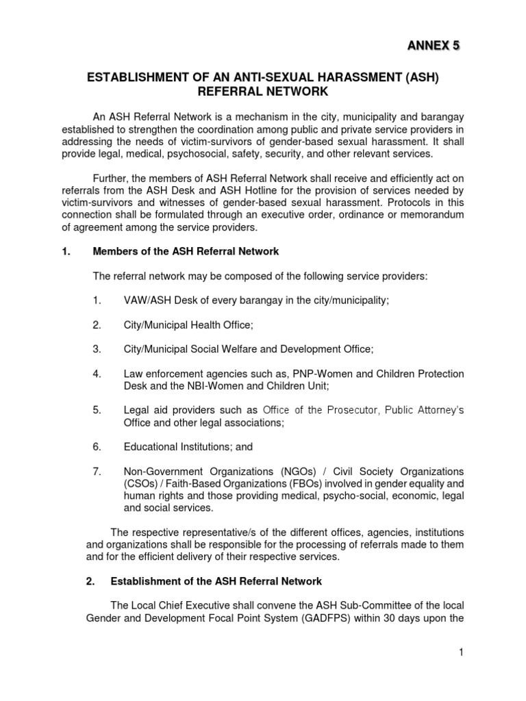 ANNEX 5 Establishment of An ASH Referral Network | PDF