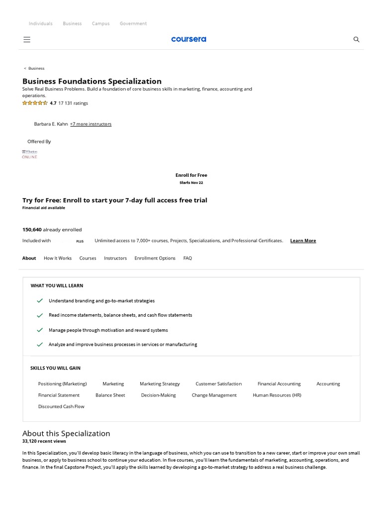 Business Foundations - Coursera | PDF | Career & Growth