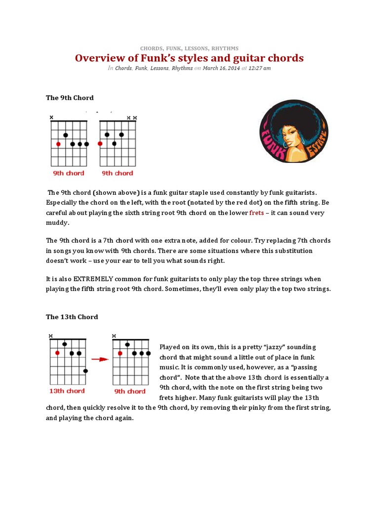 Overview Of Funk S Styles And Guitar Chords Pdf Funk Music