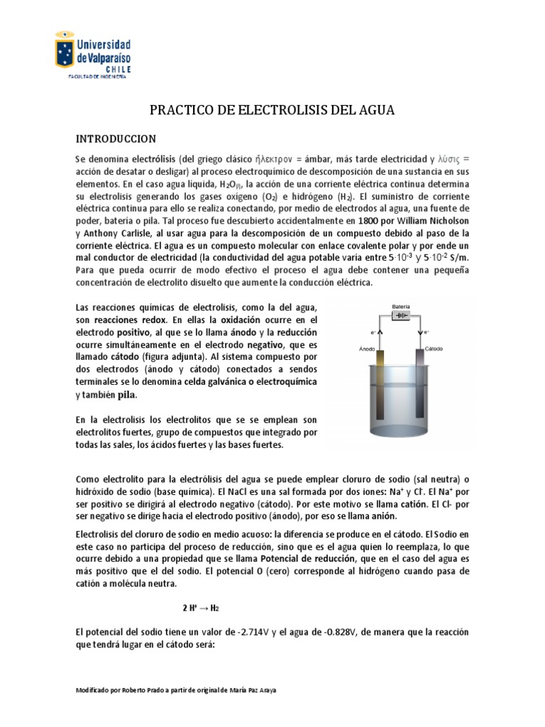 Lab 2 Electrólisis Del Agua | PDF | Hidróxido de sodio | Redox