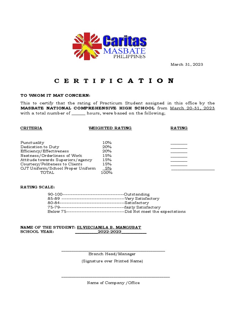 FINAL-GRADE-OJT-FORMAT-2023 | PDF