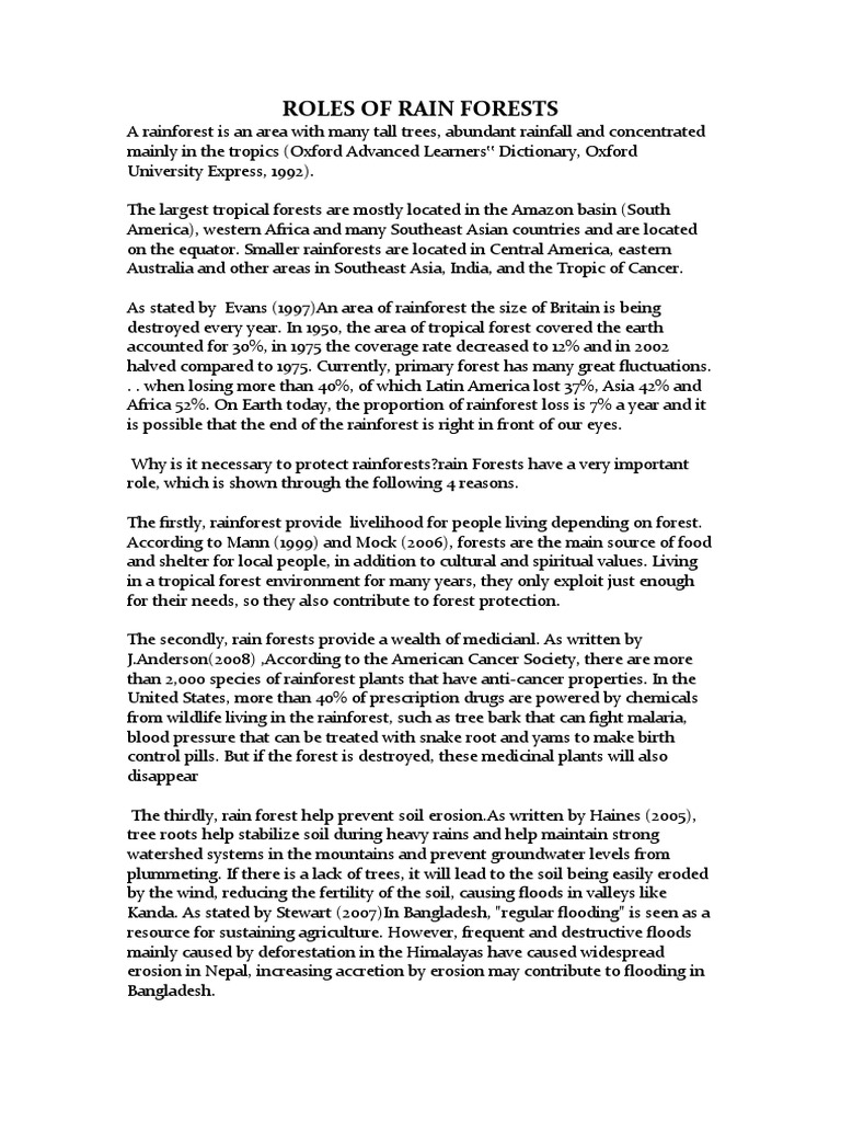 Roles of Rain Forests | PDF