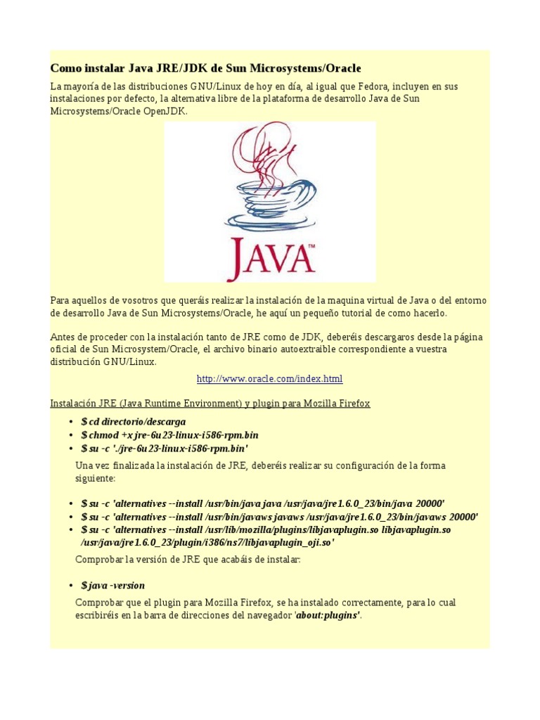 Instalar Java JRE/JDK GNU/Linux | PDF | Adquisiciones de Oracle | Java ...