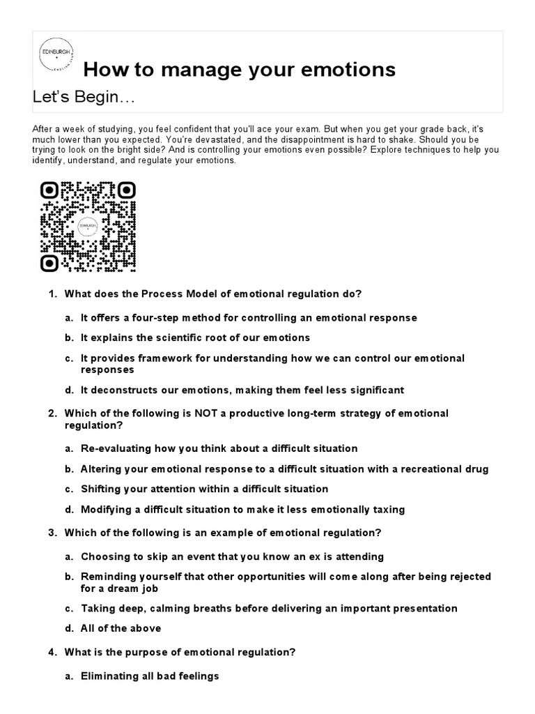 How To Manage Your Emotions | Download Free PDF | Emotional Self ...