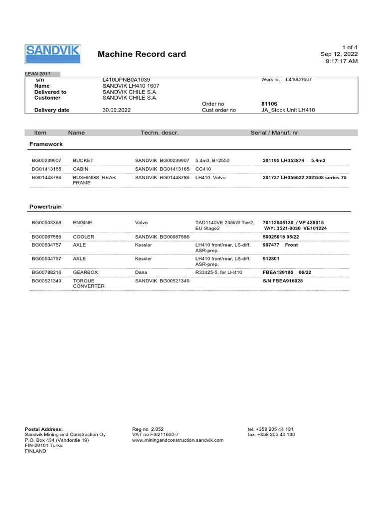 Machine Record Card: 1 of 4 Sep 12, 2022 9:17:17 AM | PDF | Automotive Technologies ...