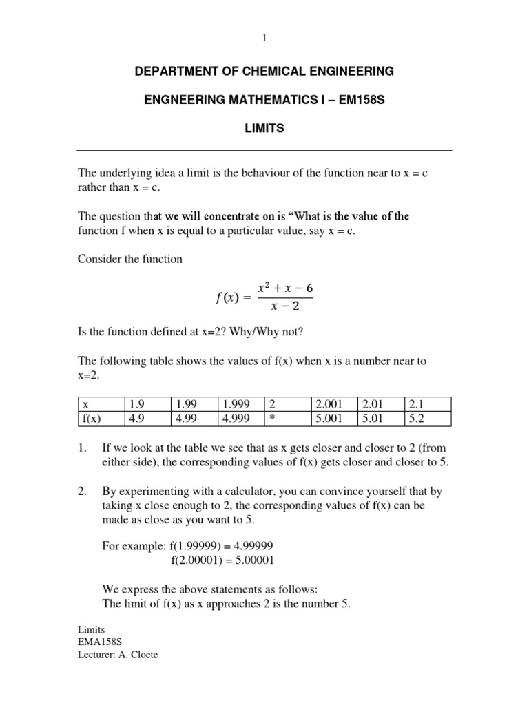Limits Notes | PDF